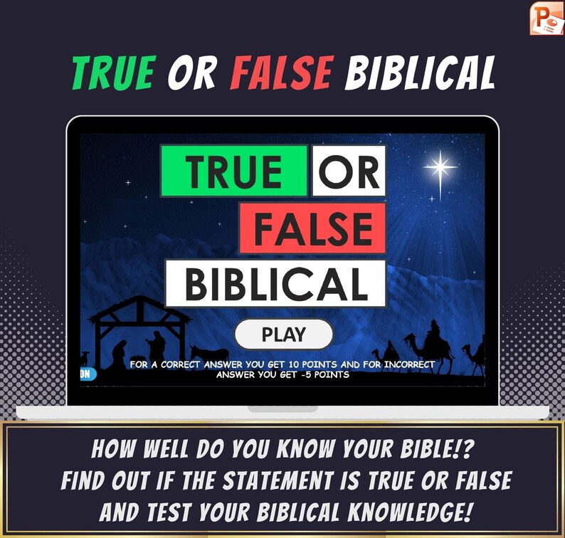 True or False Biblical, Bible Quiz, Bible Trivia, Virtual Powerpoint ...