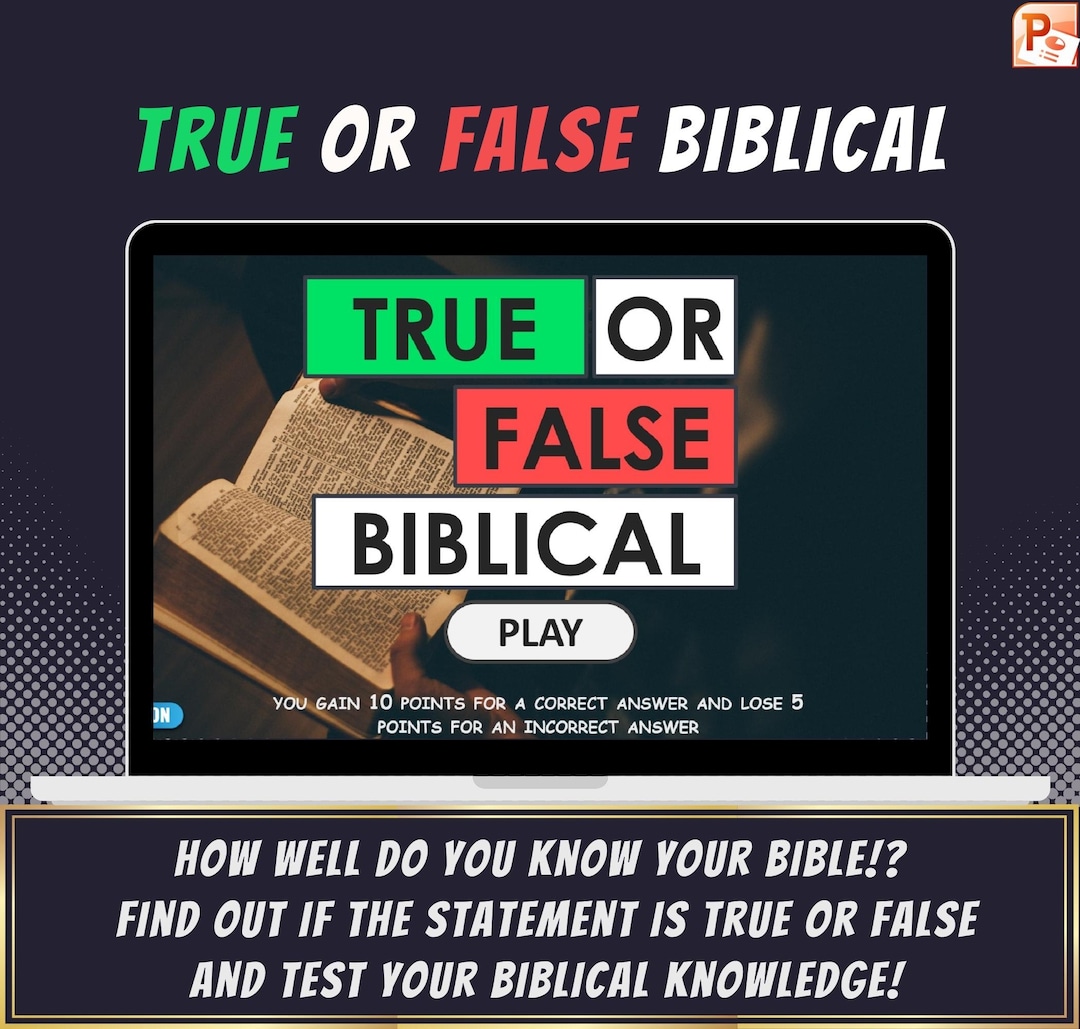 True or False Biblical Quiz: Fun Family Powerpoint Game (customizable ...