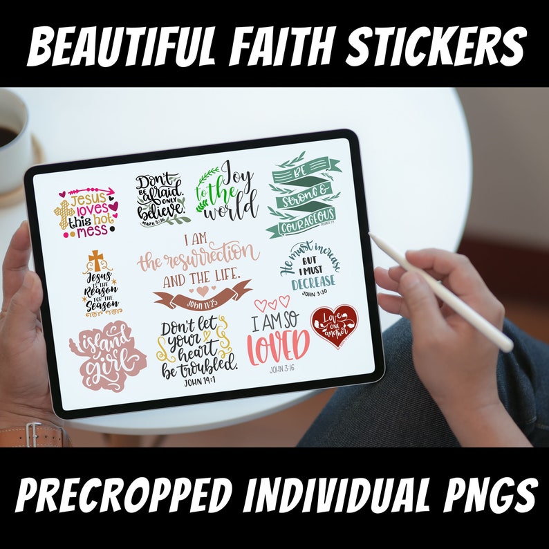 50 FAITH QUOTES HQ Digital Stickers, Pre-cropped Digital Planner ...