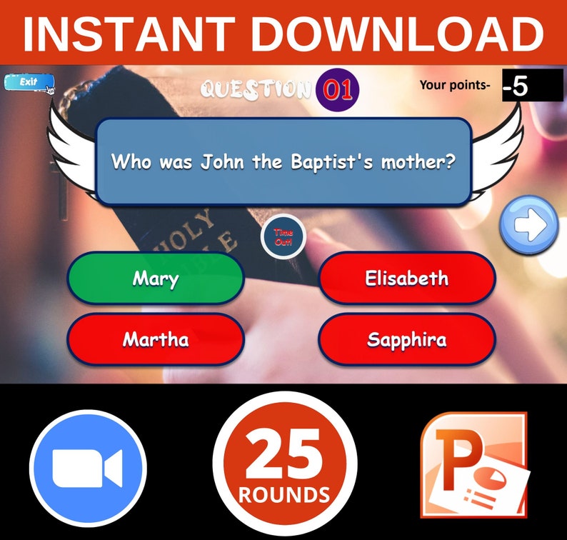 Bible Quiz, Bible Trivia, Virtual Game, Virtual Powerpoint Night Fun ...