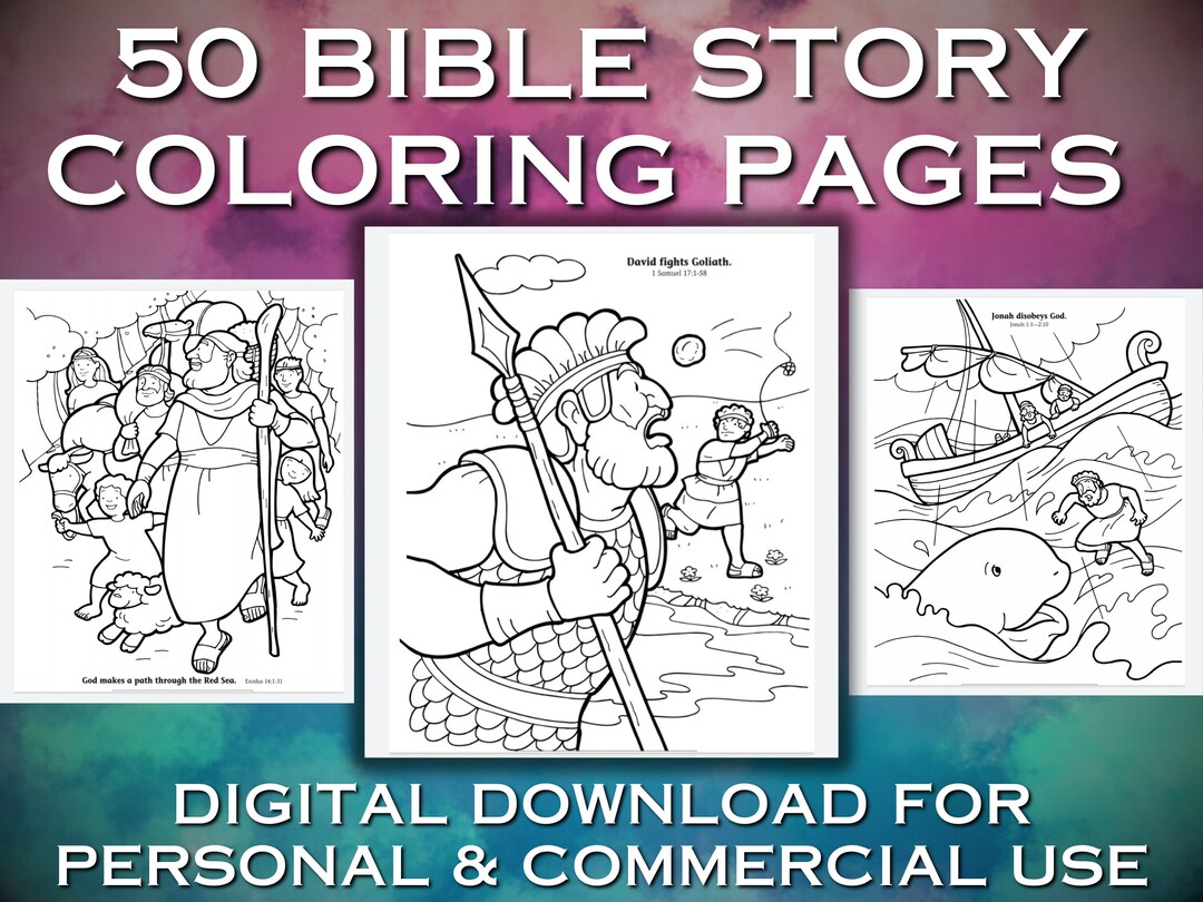 50 Bible Story Coloring Pages Printable Coloring Book Christian ...