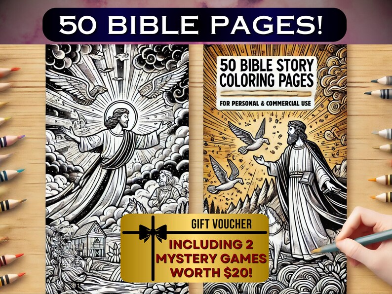 50 Bible Coloring Pages | Printable Coloring Book | Christian Coloring ...