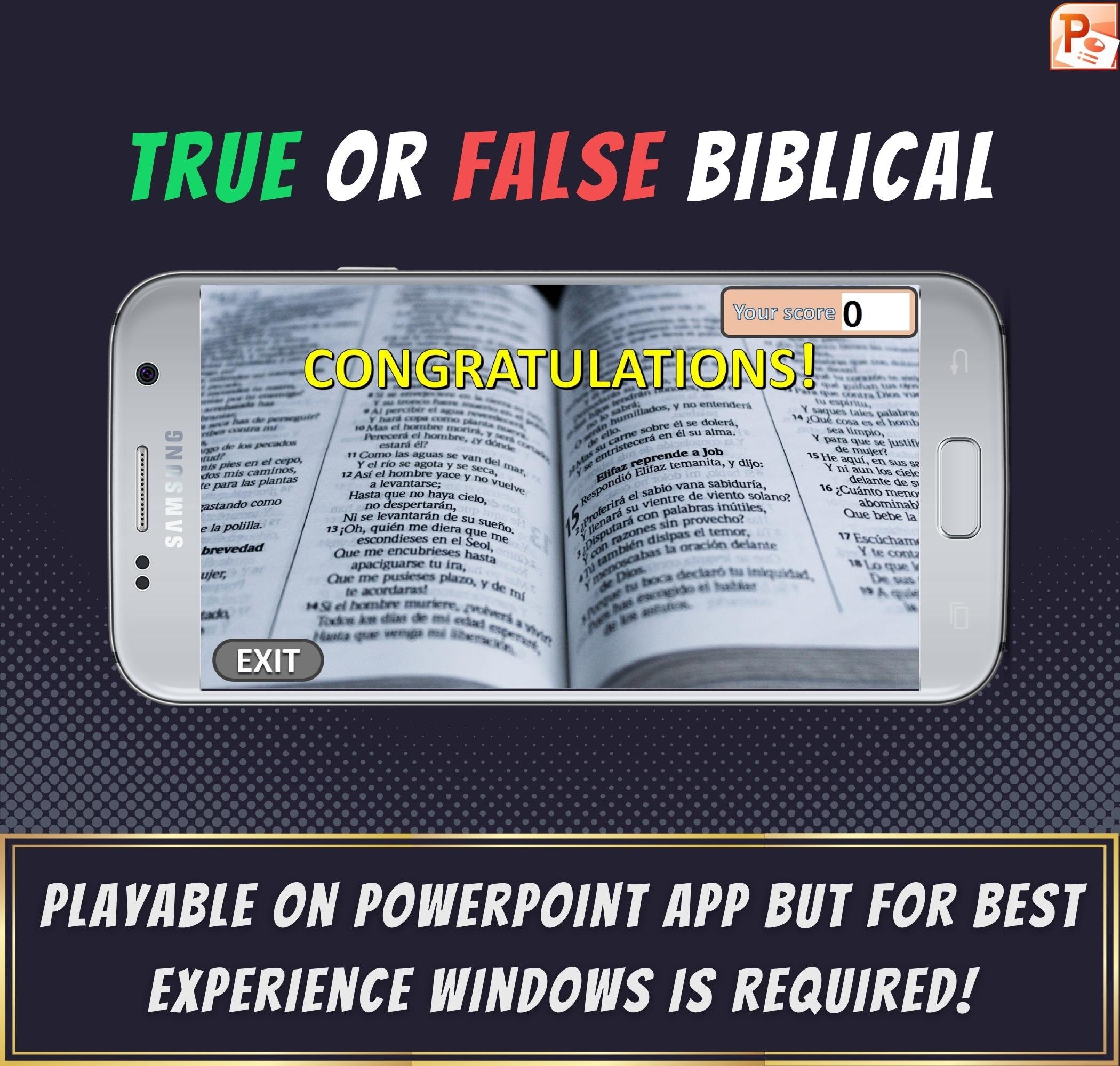 True or False Biblical, Bible Quiz, Bible Trivia, Virtual Powerpoint ...