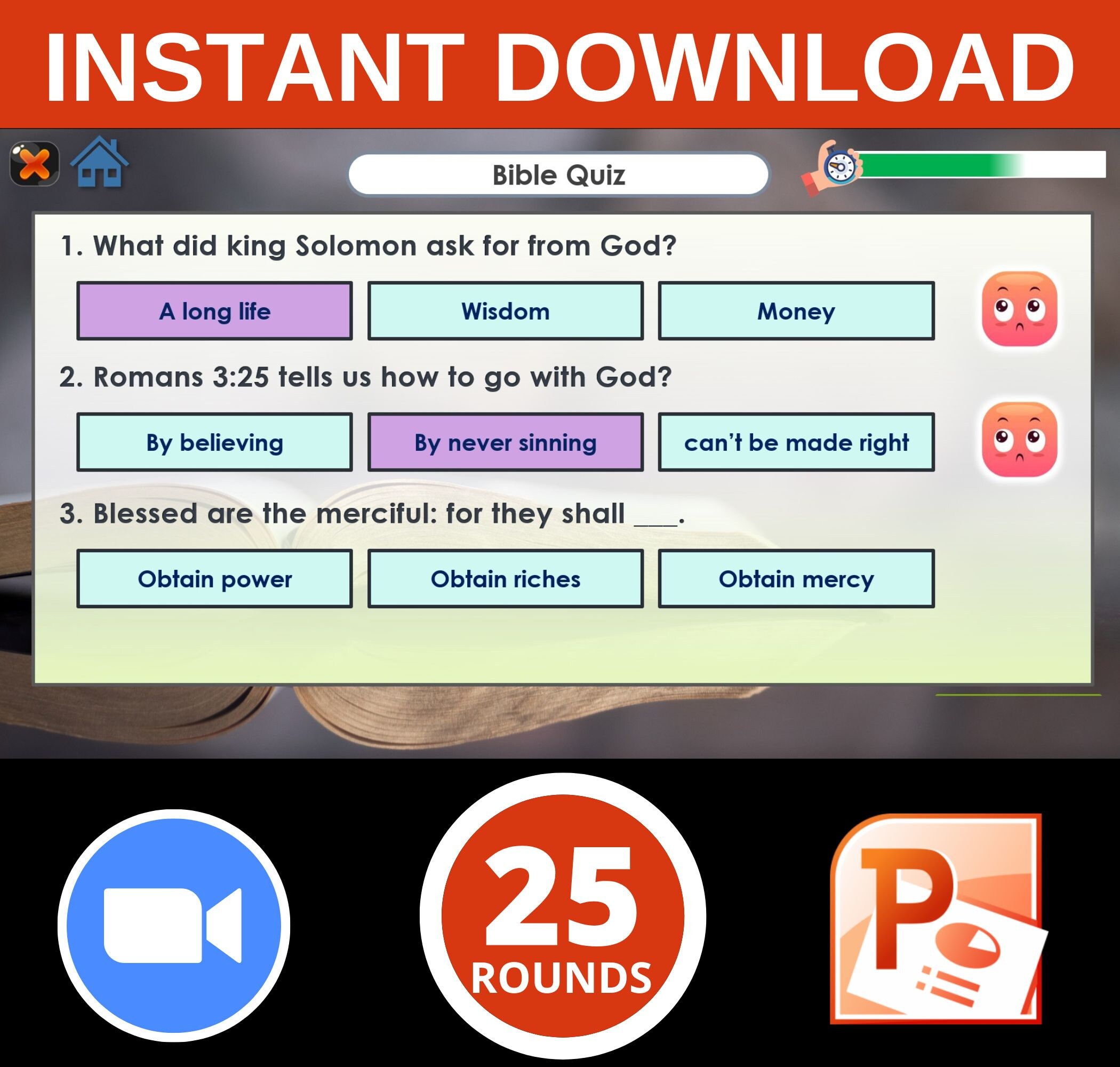 Bible Quiz Bible Trivia Virtual Game || Virtual Powerpoint Night Games ...
