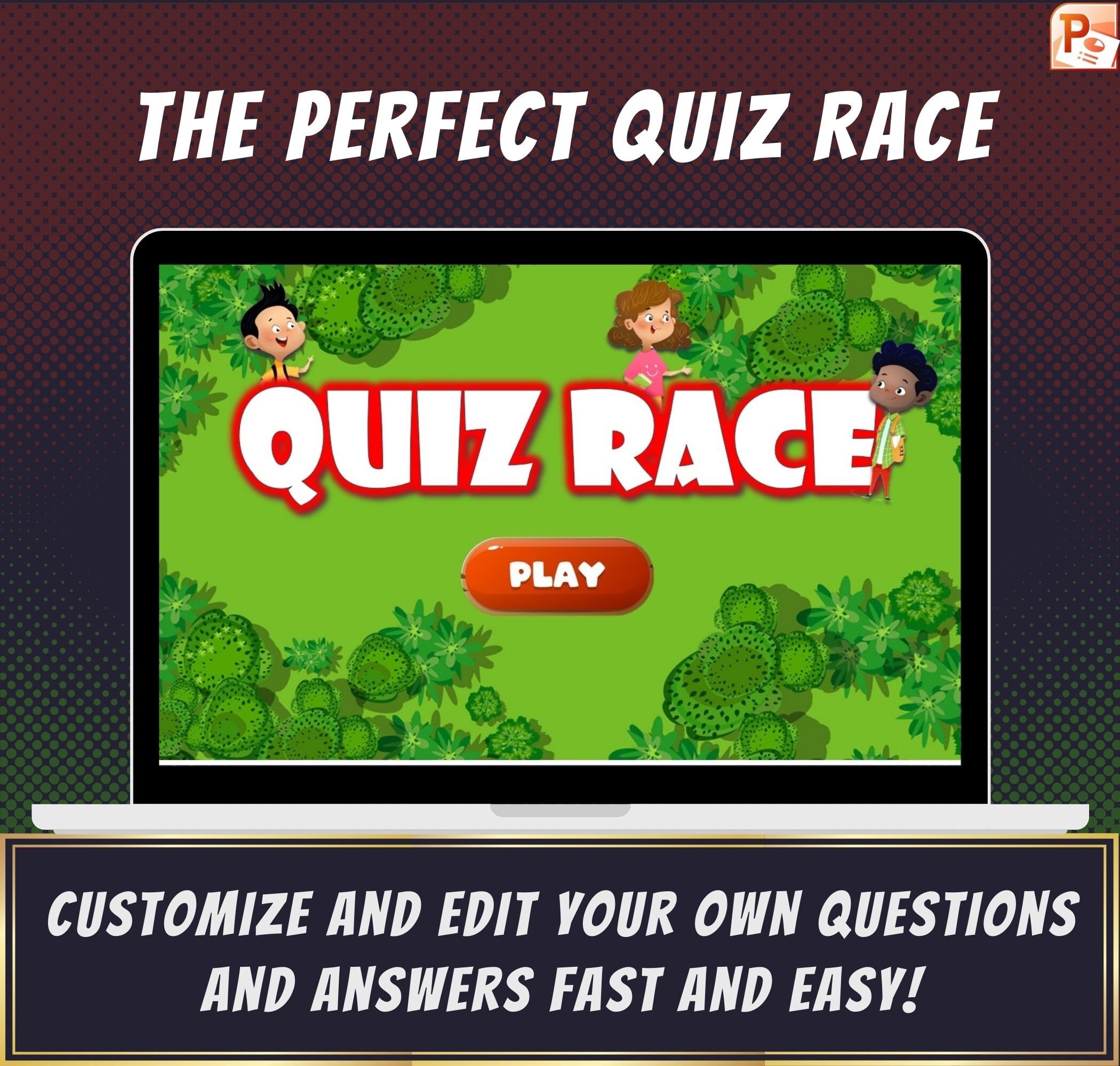 Editable Kids Classroom Quiz Race Powerpoint Game Template, Virtual ...