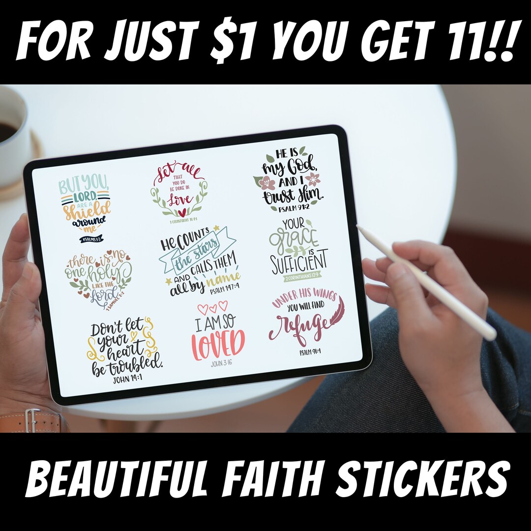 11 FAITH QUOTES HQ Digital Stickers, Pre-cropped Digital Planner ...