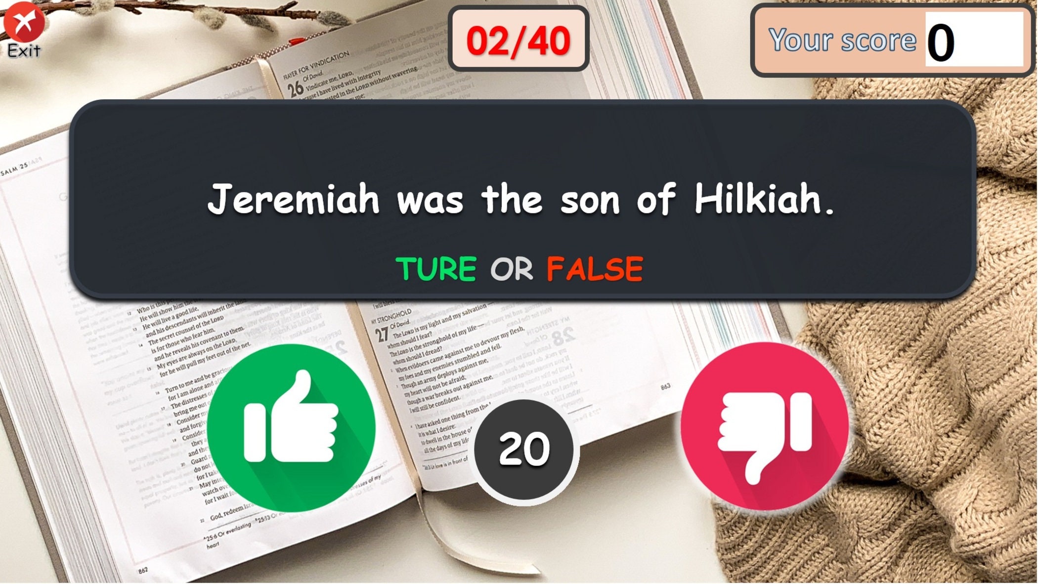 True or False Biblical Bible Quiz Bible Trivia Virtual - Etsy