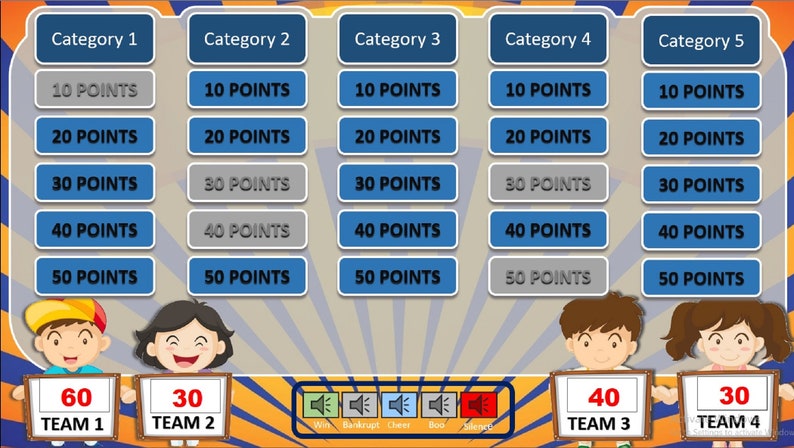 Editable Kids Classroom Jeopardy Powerpoint Game Template, Virtual Game ...