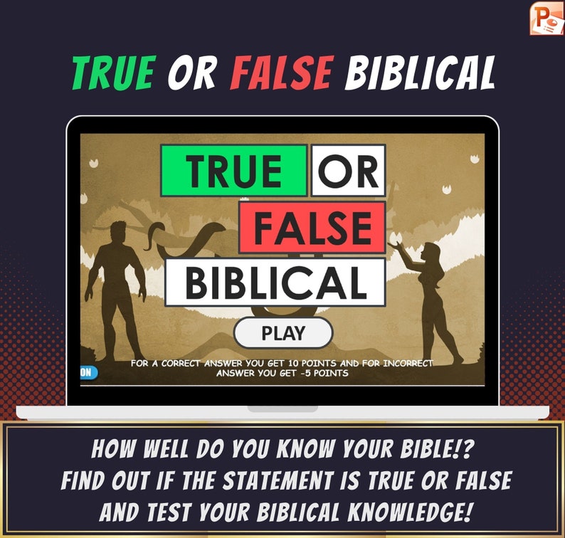 True or False Biblical, Bible Quiz, Bible Trivia, Virtual Powerpoint ...