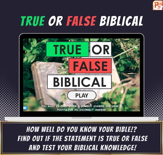 True or False Biblical Bible Quiz Bible Trivia Virtual - Etsy