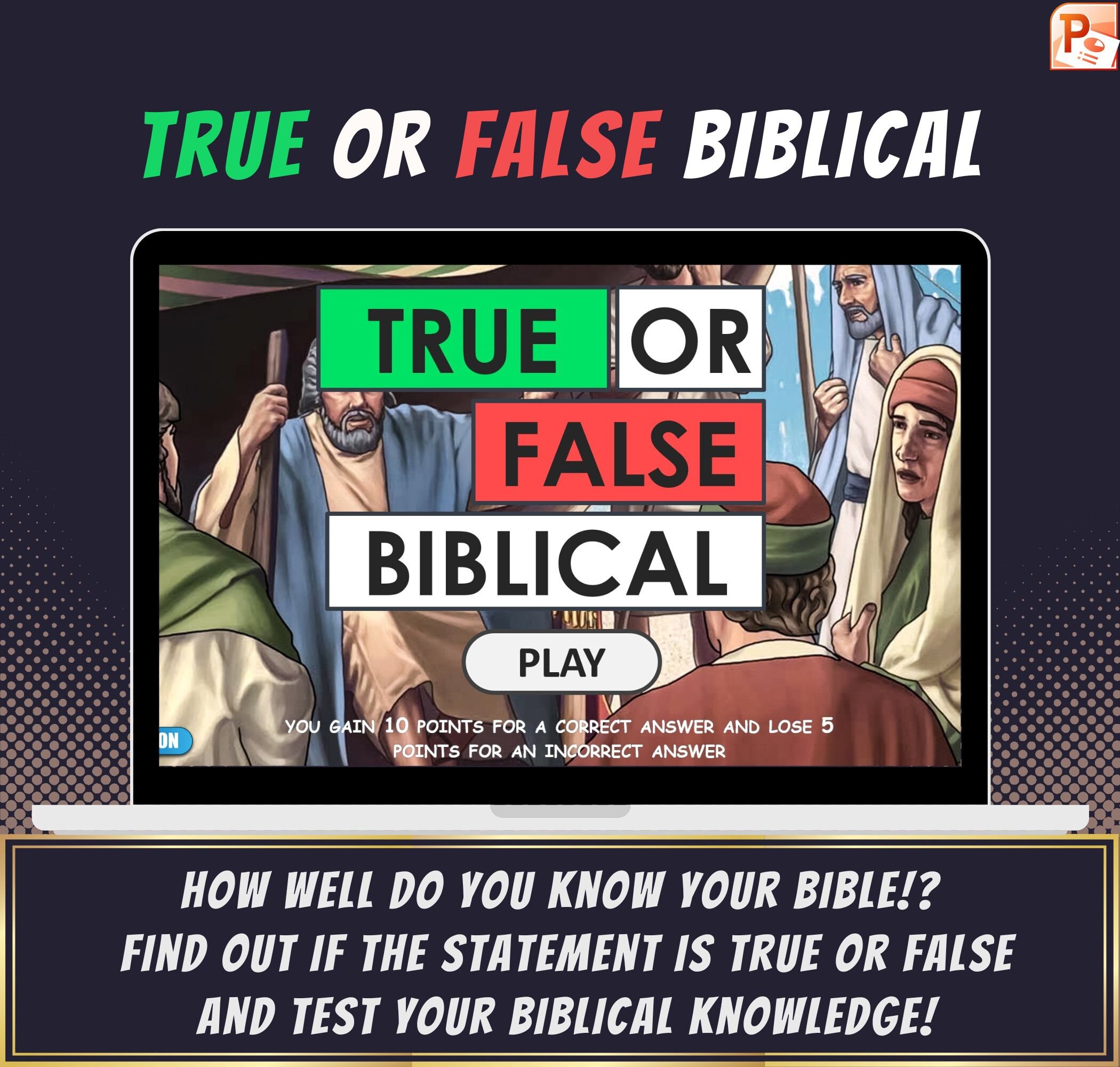 True or False Biblical, Bible Quiz, Bible Trivia, Virtual Powerpoint ...