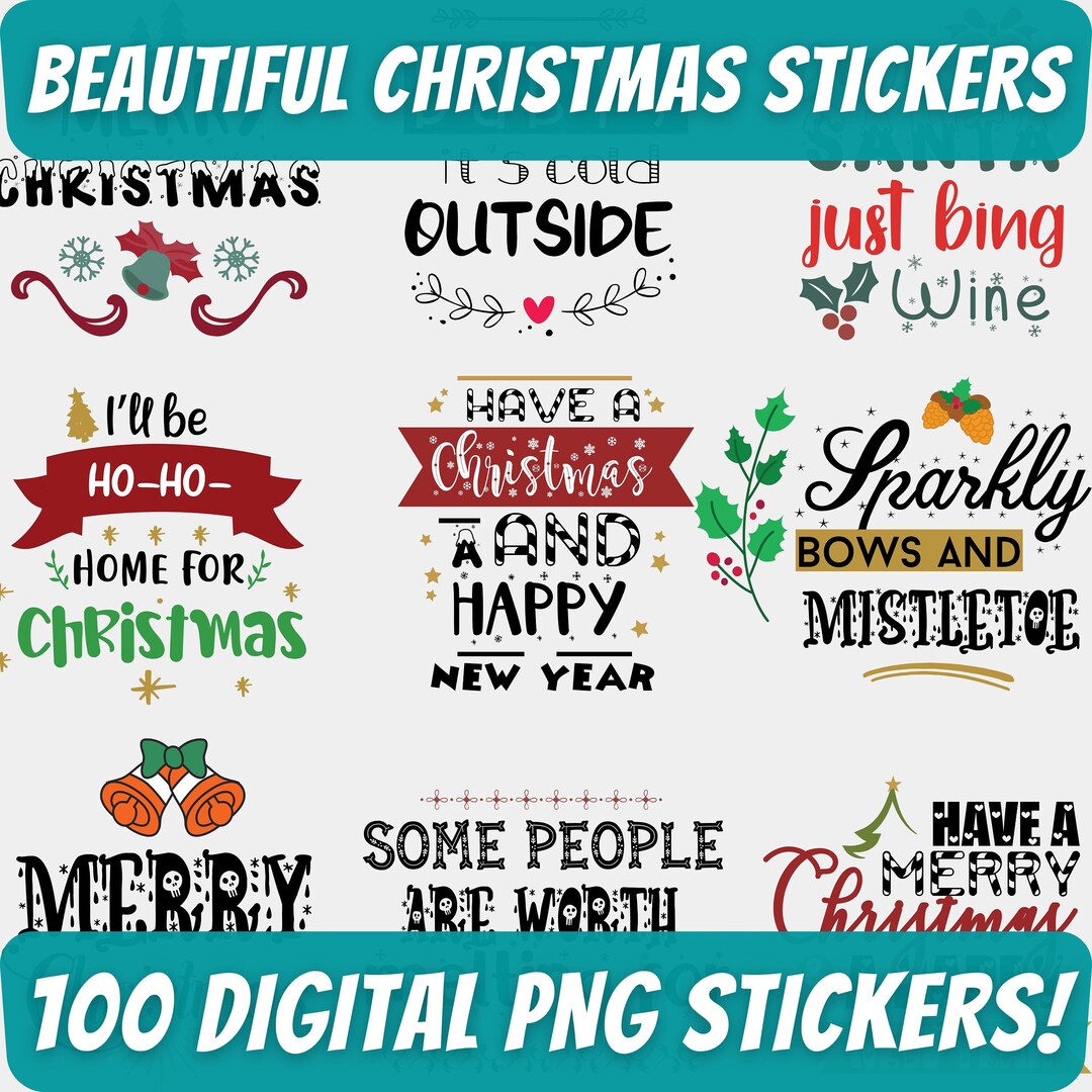 100 CHRISTMAS STICKERS HQ Digital Stickers, Pre-cropped Digital Planner ...