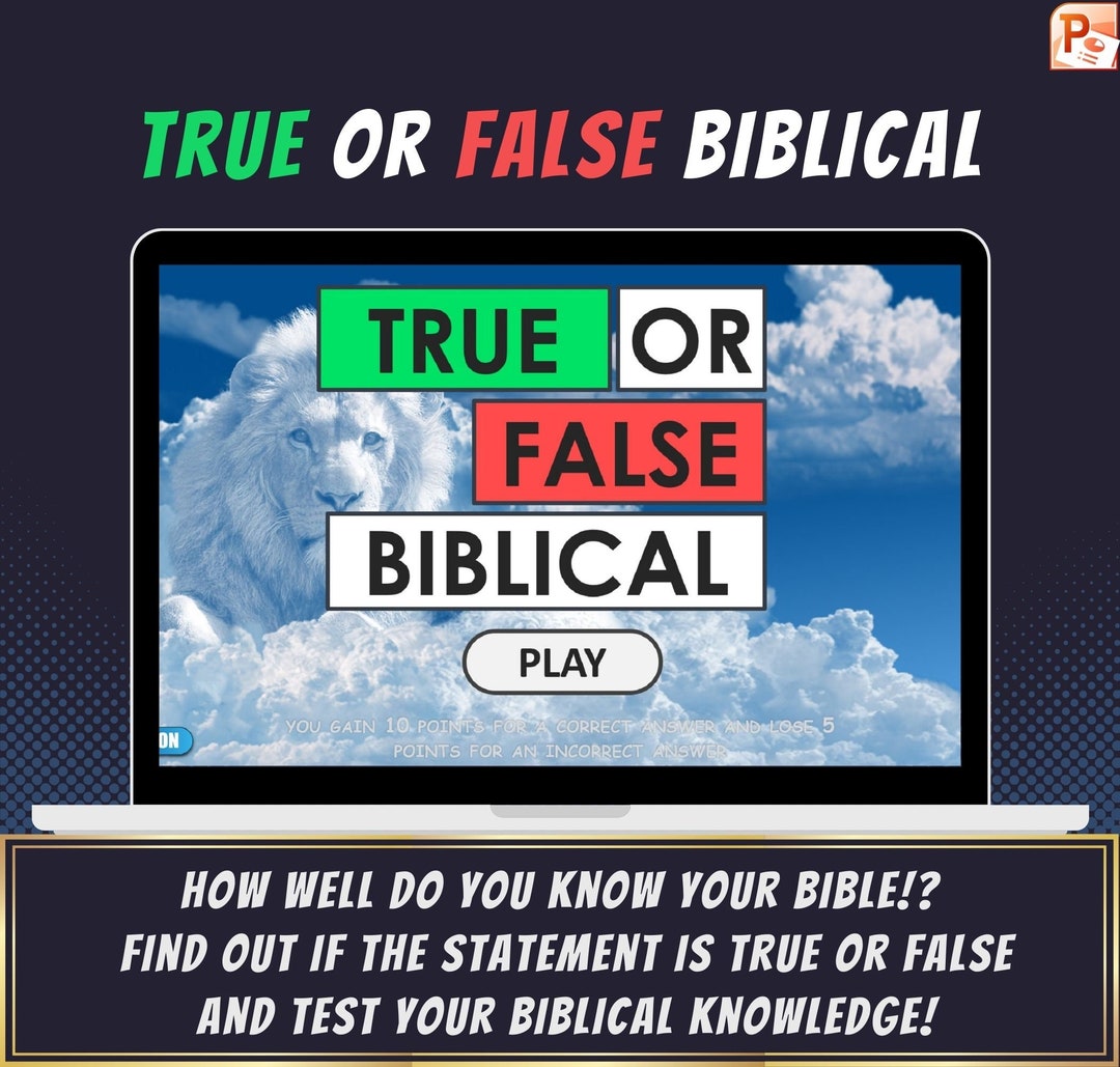 True or False Bible Quiz: Fun Family Powerpoint Game (customizable) - Etsy