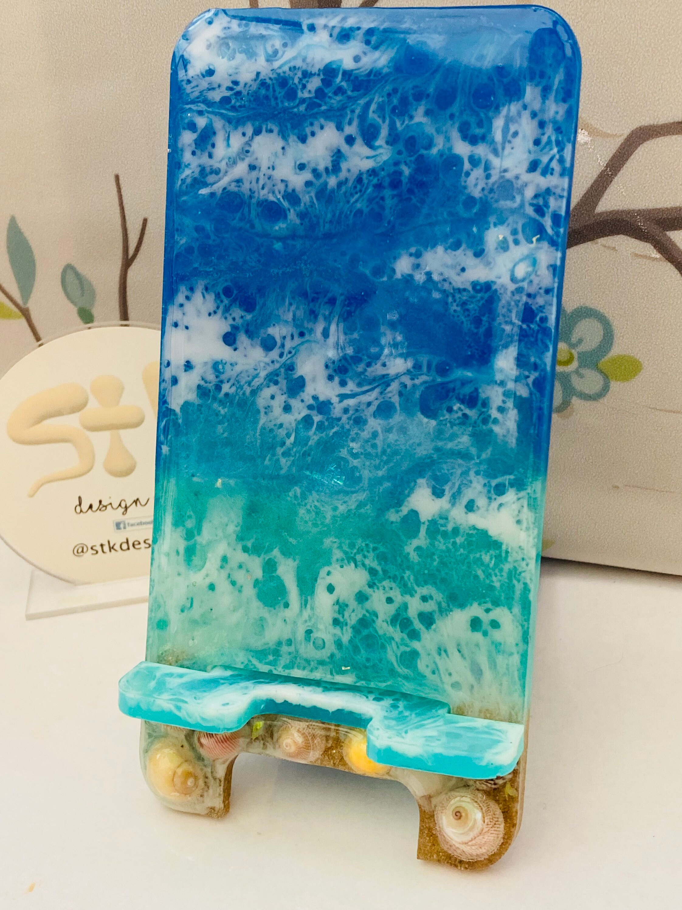 Beach Effect Mobile Phone Stand. Made With Resin and Real | Etsy UK