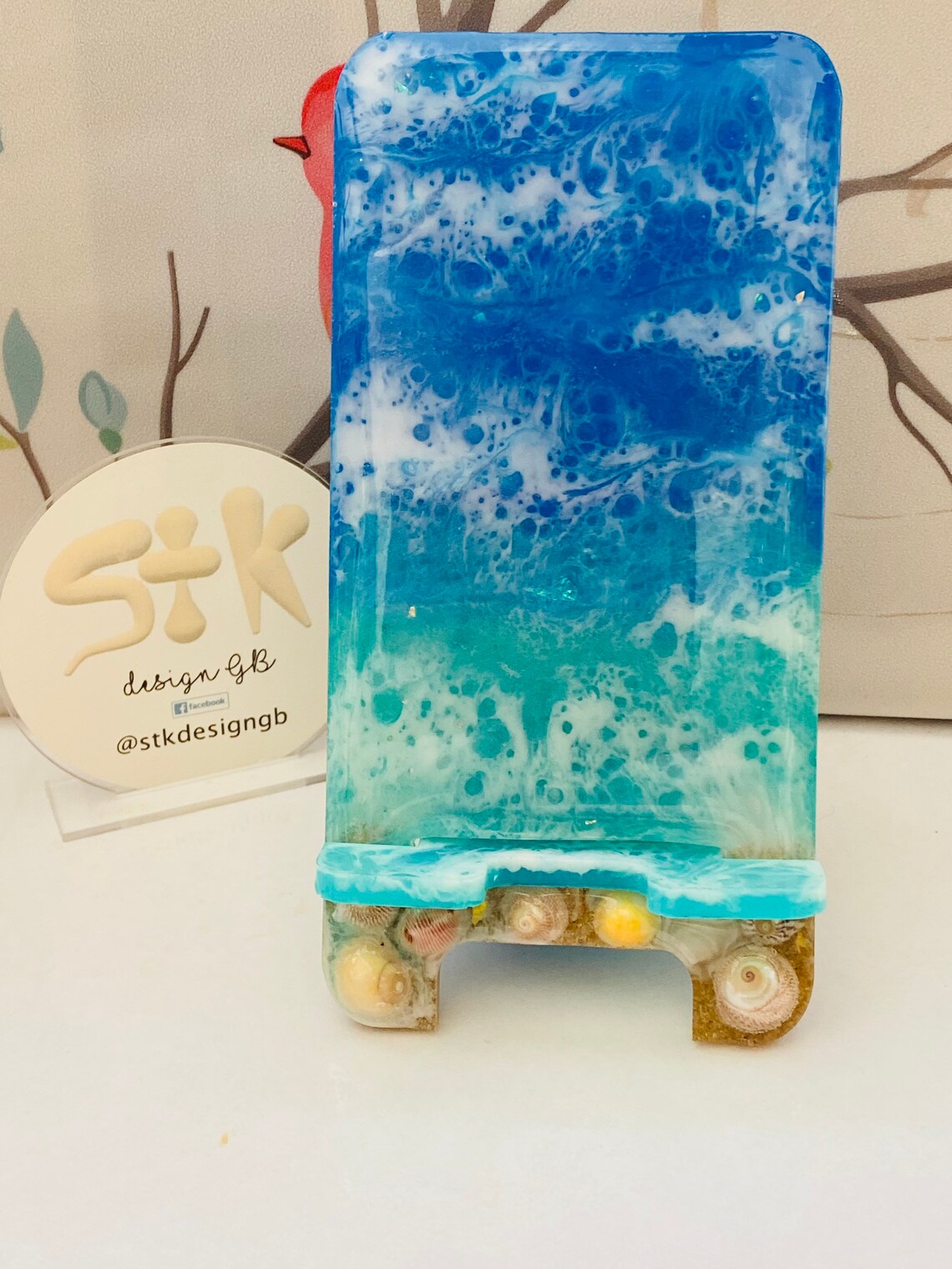 Beach Effect Mobile Phone Stand. Made With Resin and Real | Etsy UK