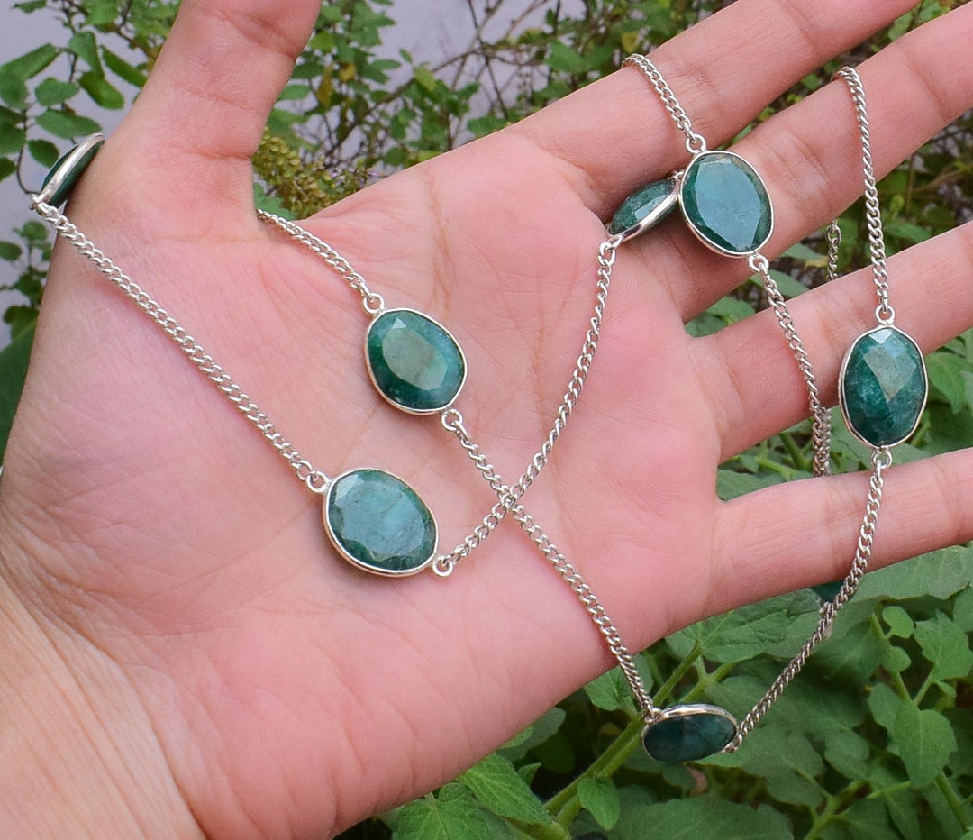 Long Chain Necklace 925 Sterling Silver Plated Natural - Etsy