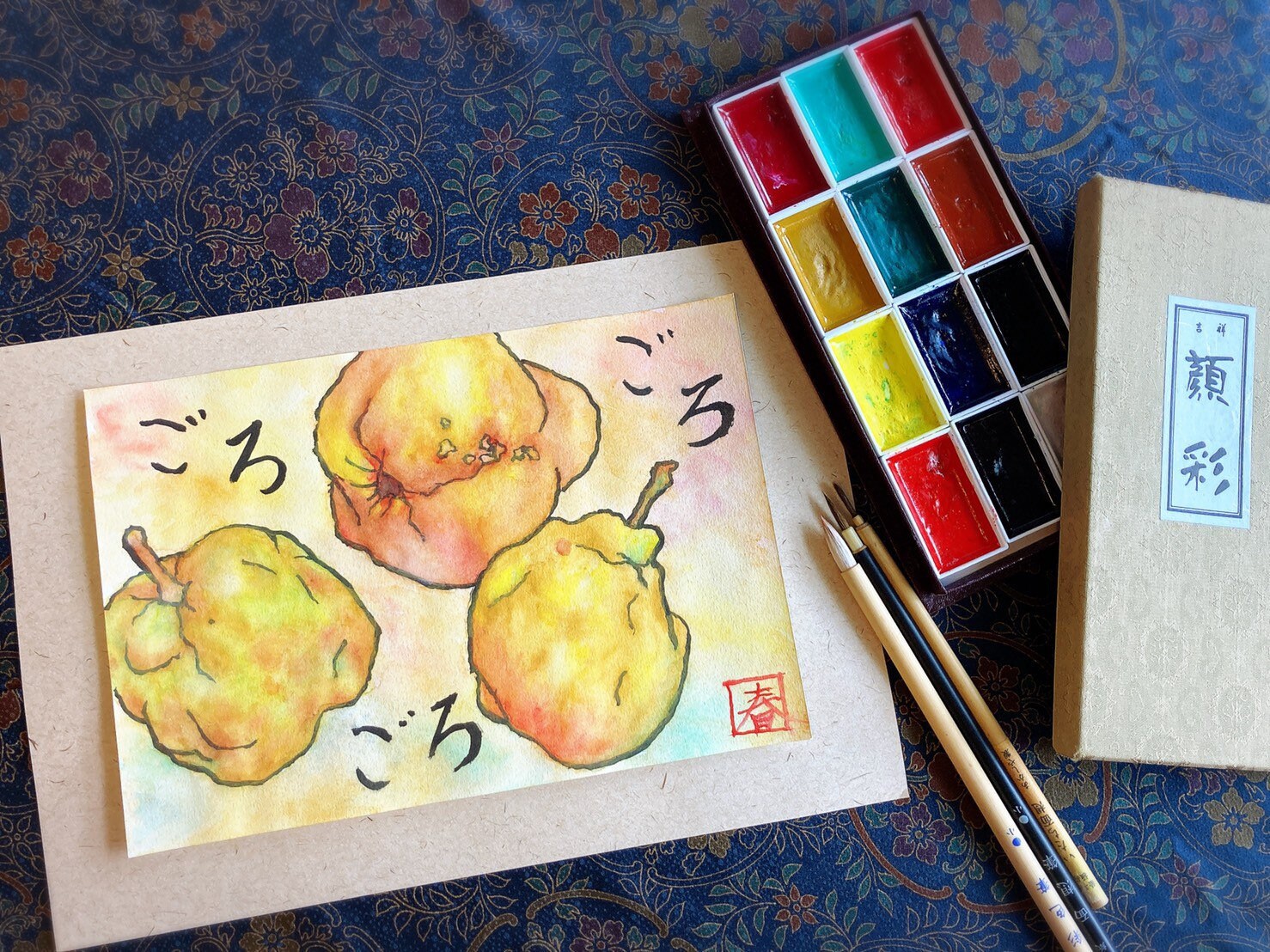 Japanese Art Letter “etegami” of Pears. Japanese Style Art. - Etsy