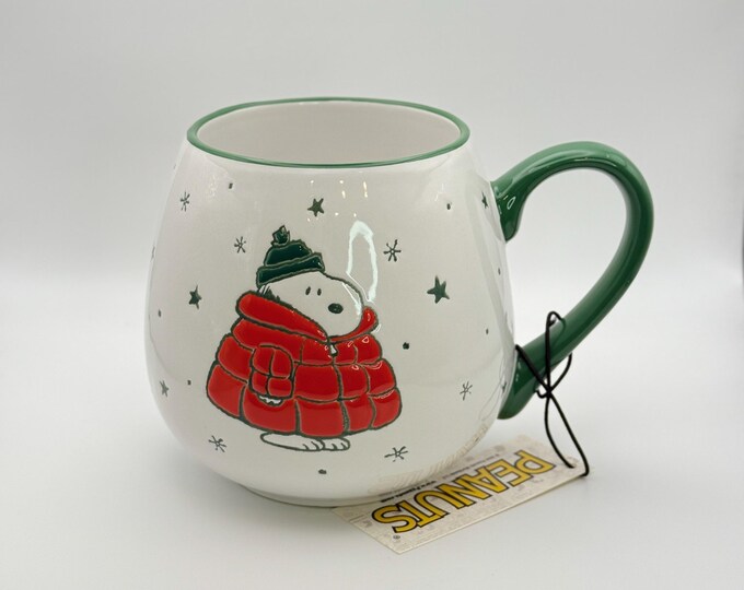 Peanuts Snoopy in a Red Puffer Jacket Christmas Mug | Stay Cozy Snoopy ...