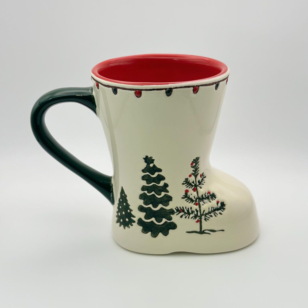 Christmas Boot Shaped Mug With Engraved Christmas Trees | Collectible ...