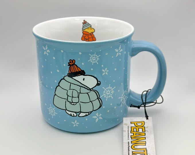 Peanuts Snoopy and Woodstock in a Puffer Jacket Christmas Mug | Snoopy ...