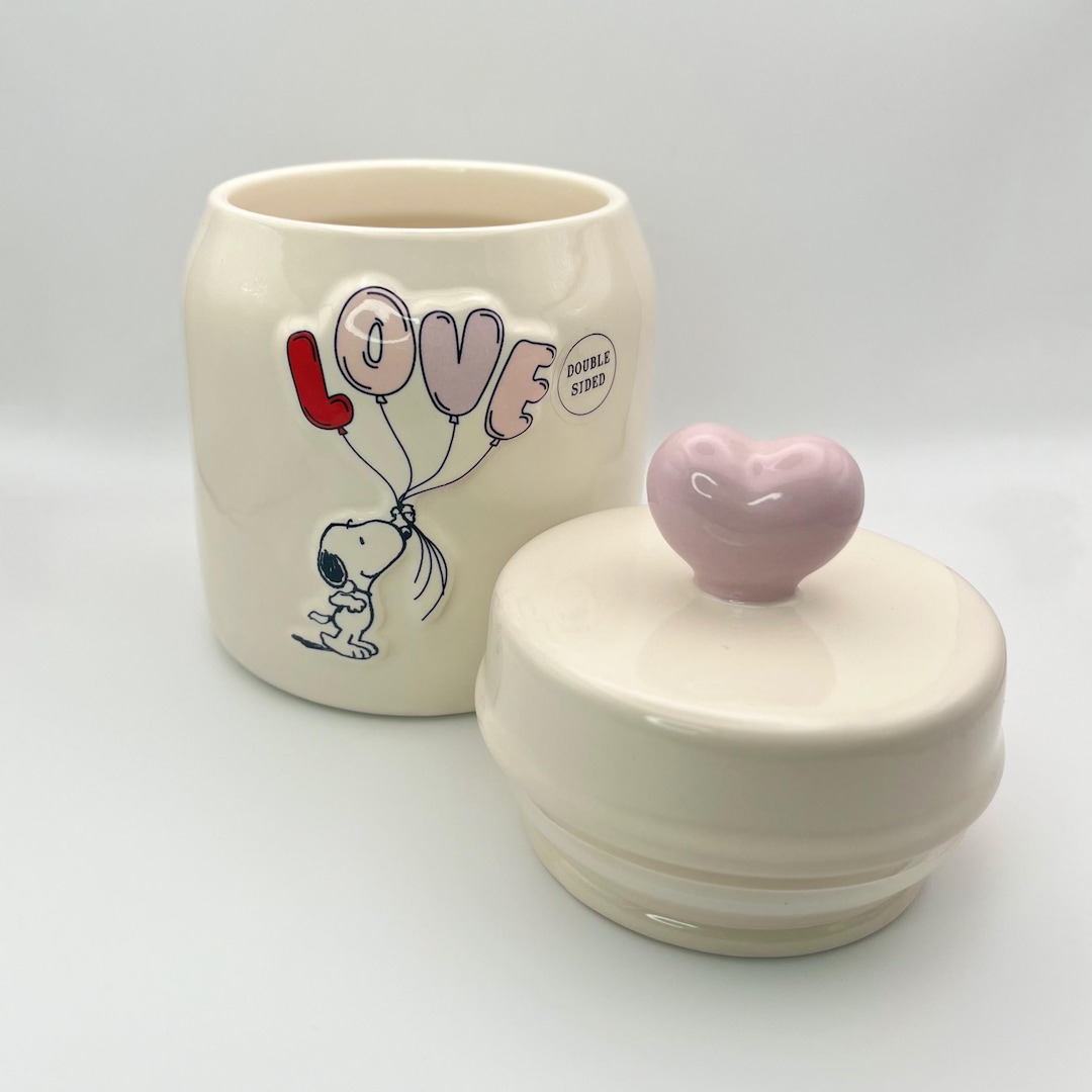 Snoopy Valentine Treat Jar by Rae Dunn | Small Cookie Jar | Made With ...
