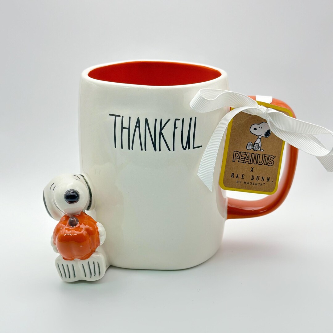 Snoopy Figurine Thanksgiving Mug by Rae Dunn | Snoopy Mug | Thankful ...