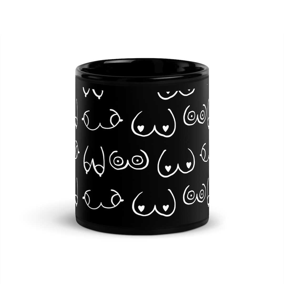 Boobs Mug, Black Boob Mug, Boob Job Gift, Breast Cancer Mug, Funny ...