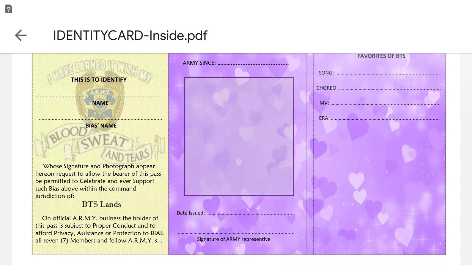 BTS Membership Booklet, Bangtan ID, ARMY Passport, Instant Download - Etsy