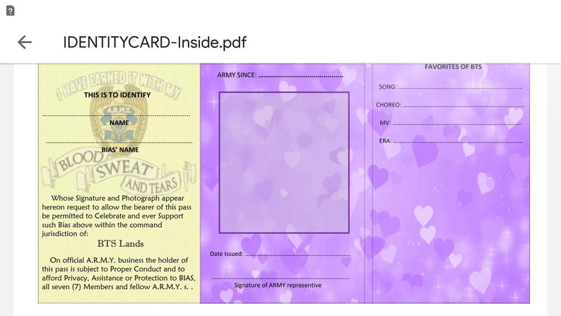 BTS Membership Booklet, Bangtan ID, ARMY Passport, Instant Download - Etsy