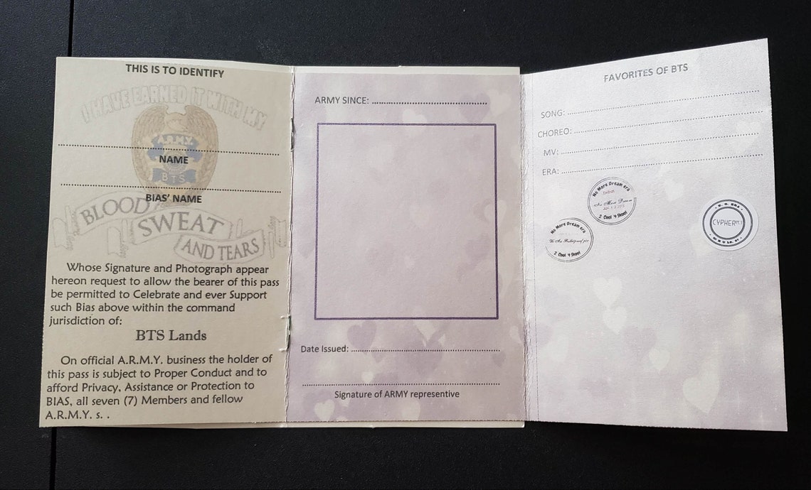 BTS Membership Booklet, Bangtan ID, ARMY Passport, Instant Download - Etsy