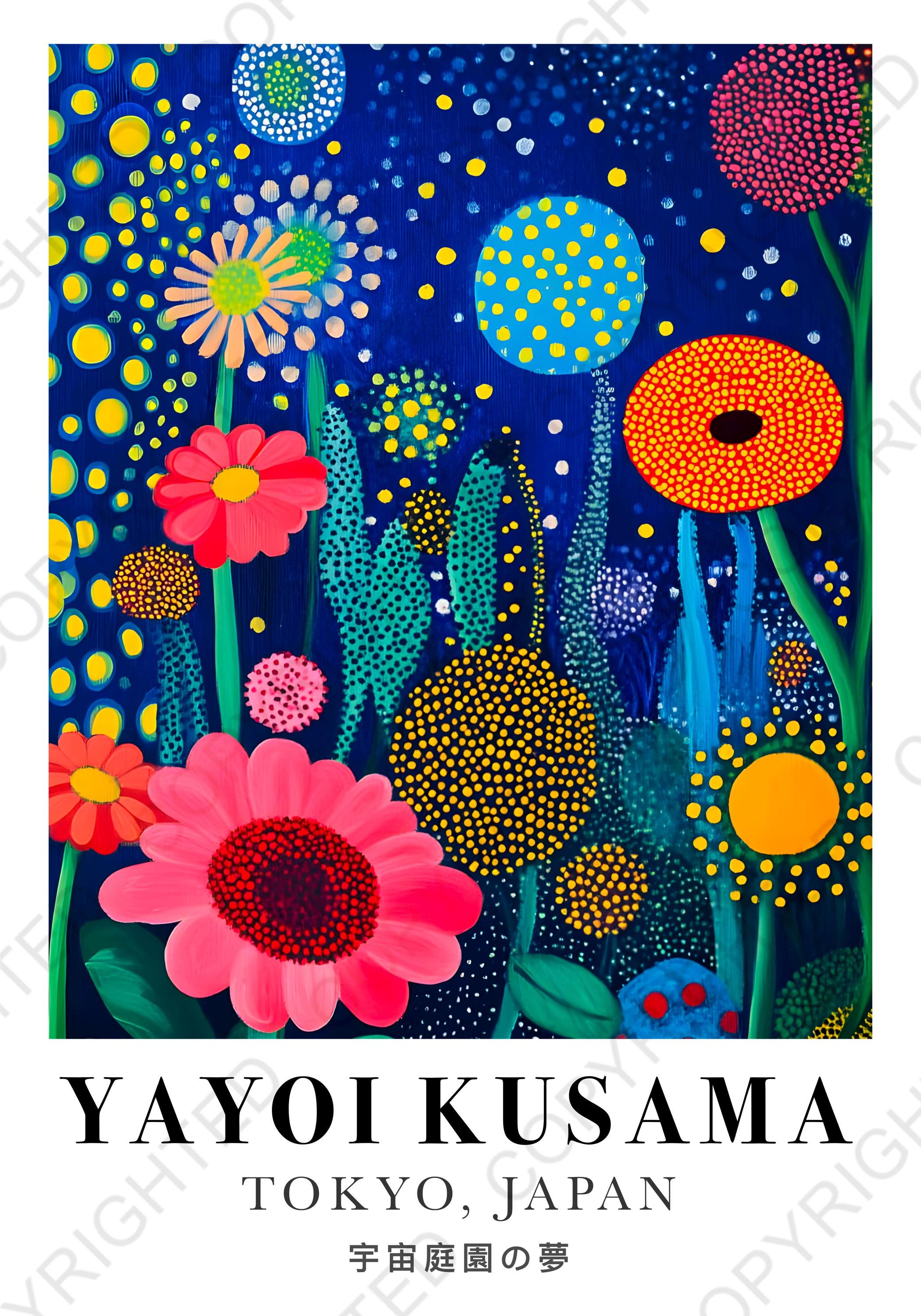 Yayoi Kusama Inspired Botanical Art Print - Colorful Flowers With ...