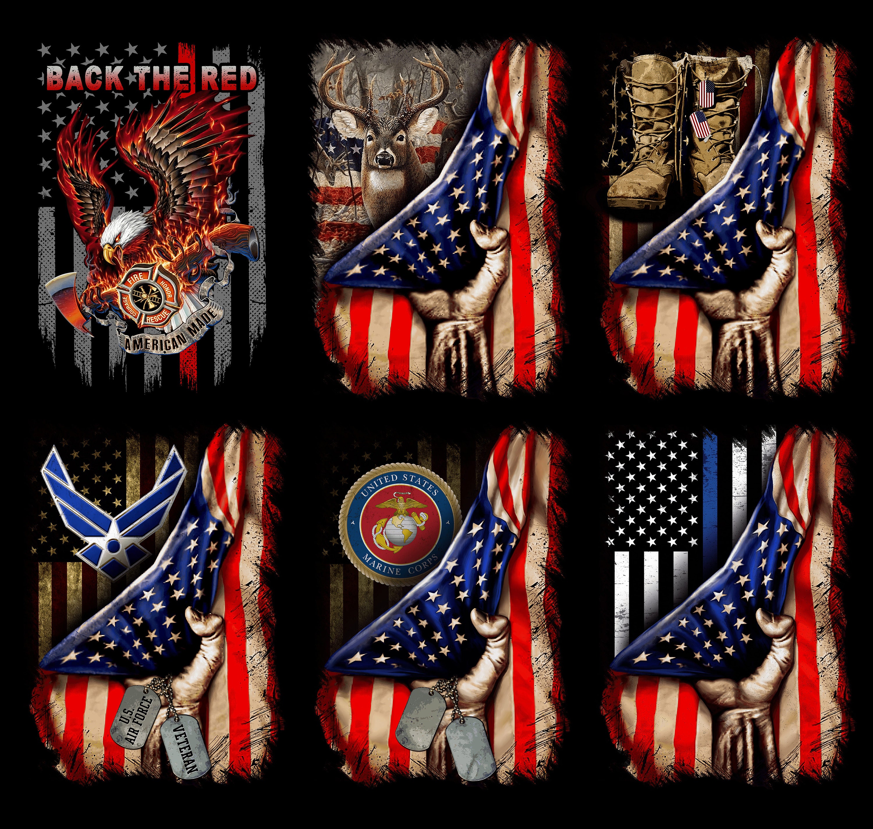 Bundle 6 Fist Hand Pulling USA Flag Png Patriotic Military | Etsy