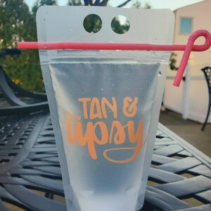 Adult Drink Pouches/boozy Bags/beach Drink Pouches/tan and Tipsy ...