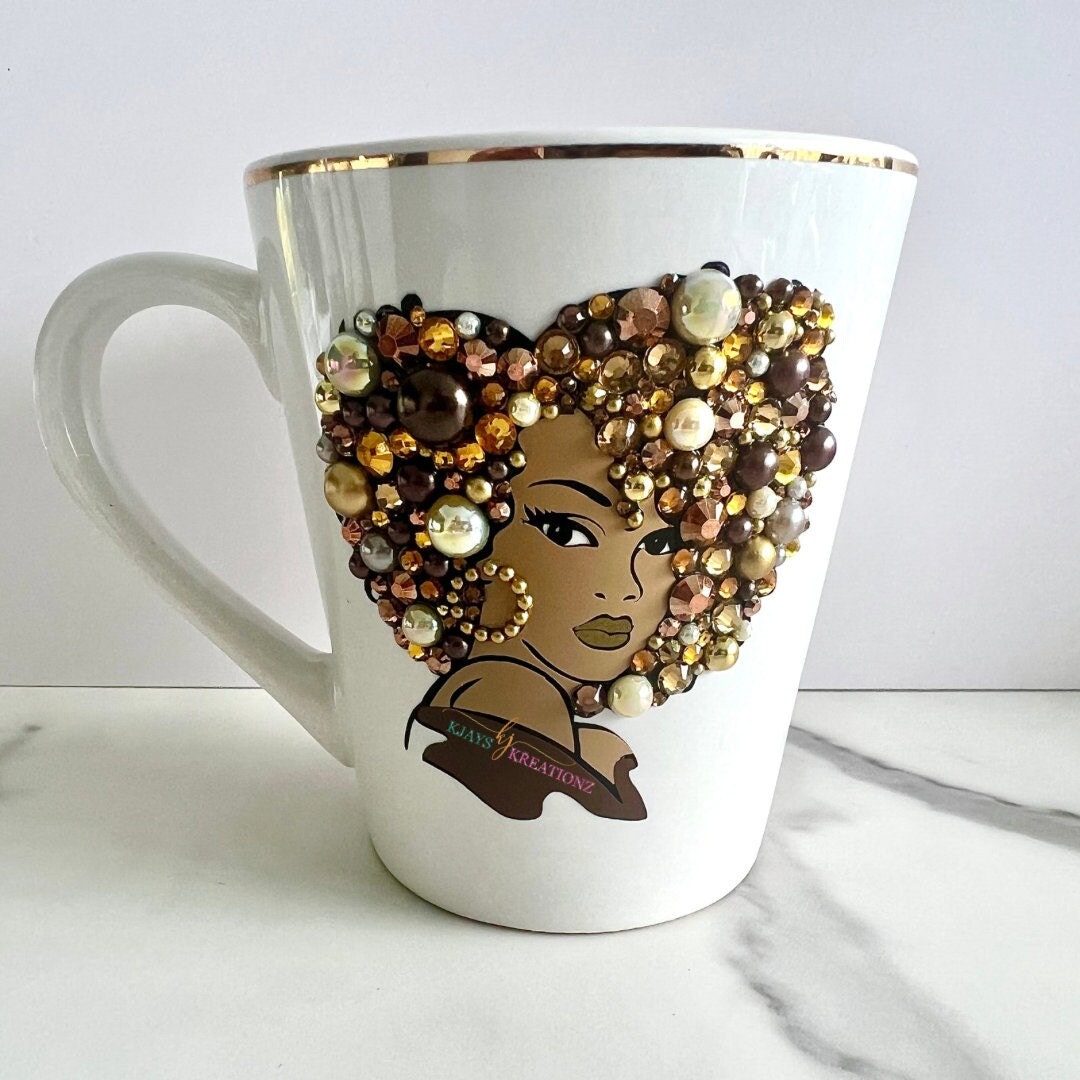 12 Oz Melanin Diva Bling Mug With Gold Rim - Etsy