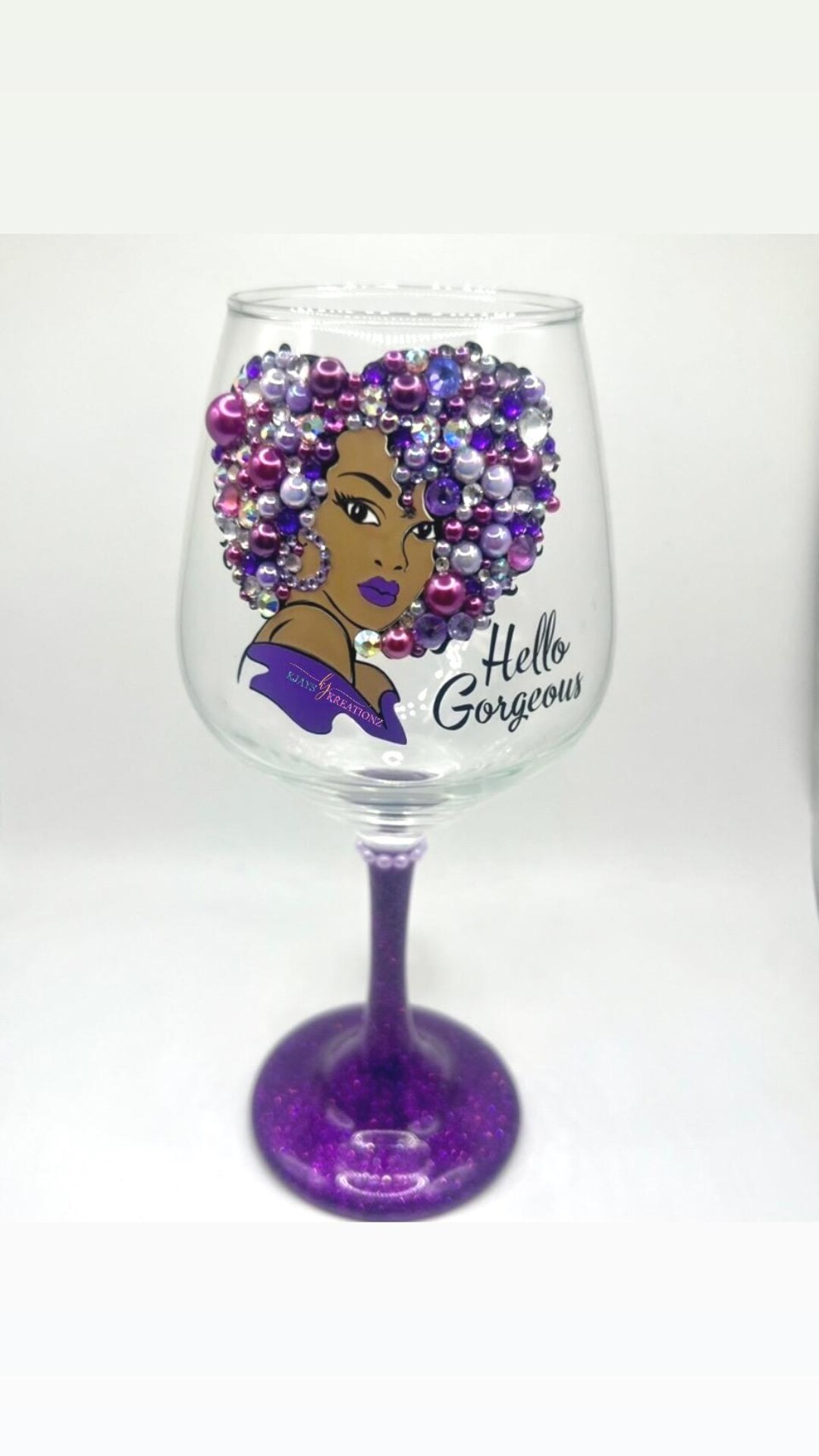 Purple Glitter Rhinestone Wine Glass - Hello Diva Gift - Etsy