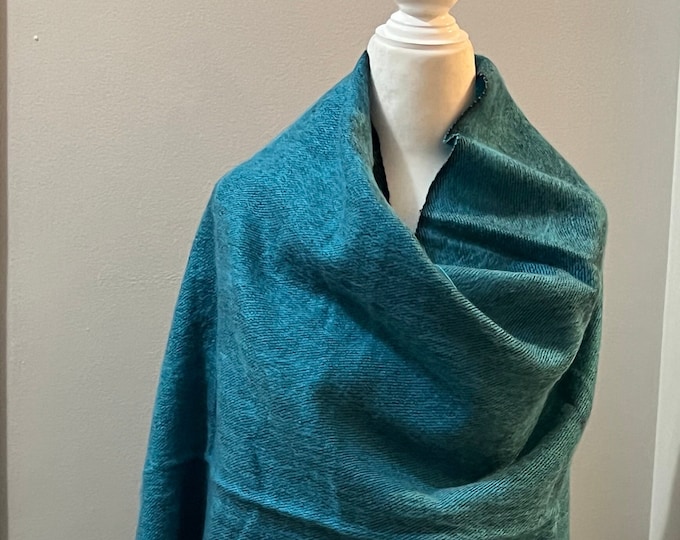 Dark Teal Scarf / Handwoven Scarf / Merino Wool Scarf / Winter Scarf ...