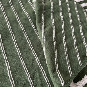 Vintage Green Boho Throw Blanket, Home Decor, White Tufted Handmade ...