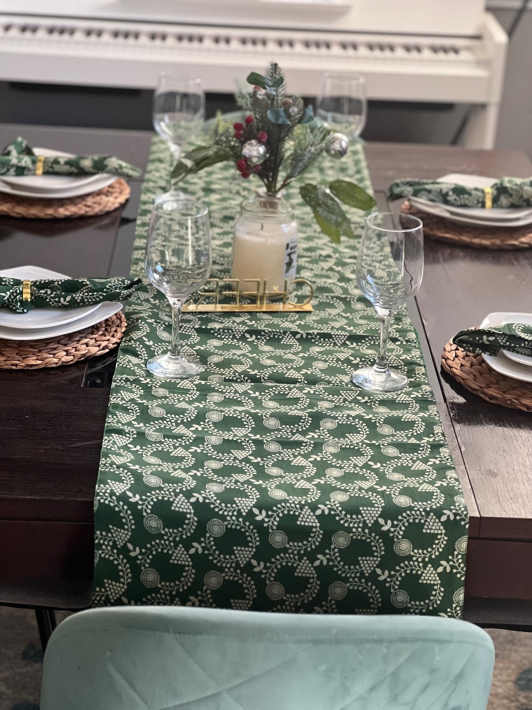 Christmas Green Table Runner Christmas Decor for Home Green - Etsy