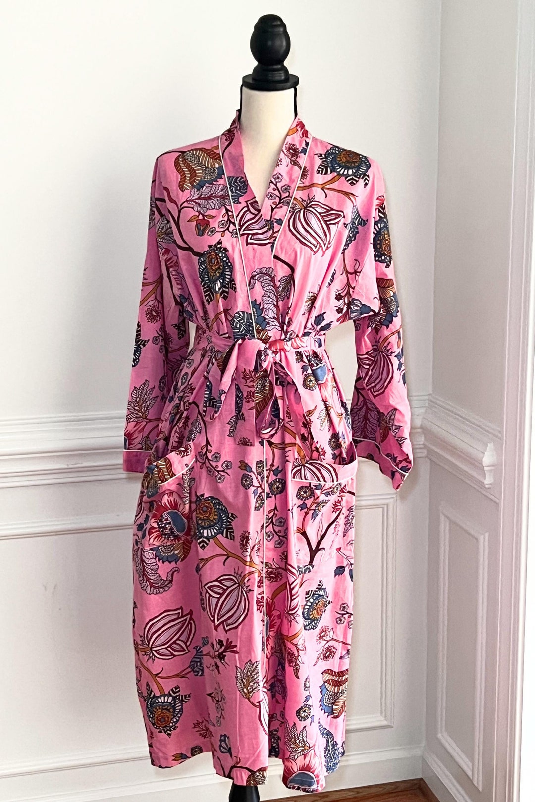 Pink Robe,boho Cotton Robes, House Robe for Women, Beach Cover Up, Gift ...