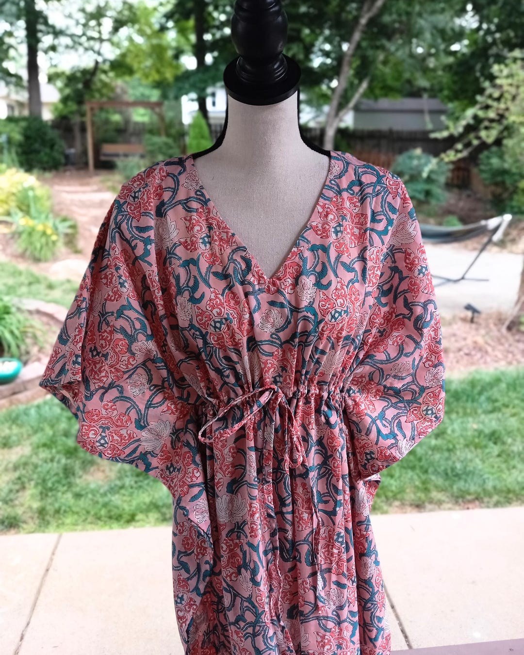 Pink Cotton Kaftan Dress for Women, Indian Caftan, Beach Cover Up ...