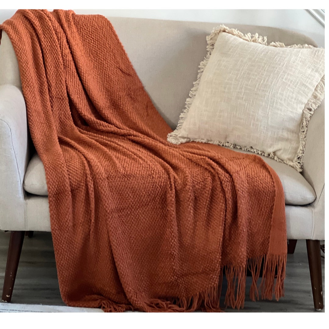 Cozy Throw Rust Orange Throw Blanket Orange Blanket Throw - Etsy