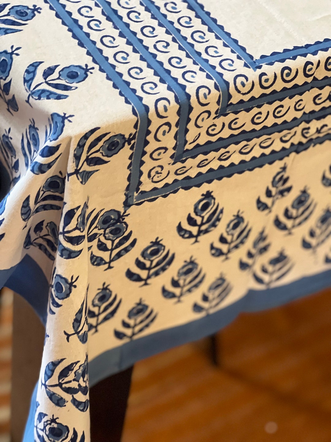 Indian Block Print Floral Tablecloth, Boho Vintage Rectangular ...