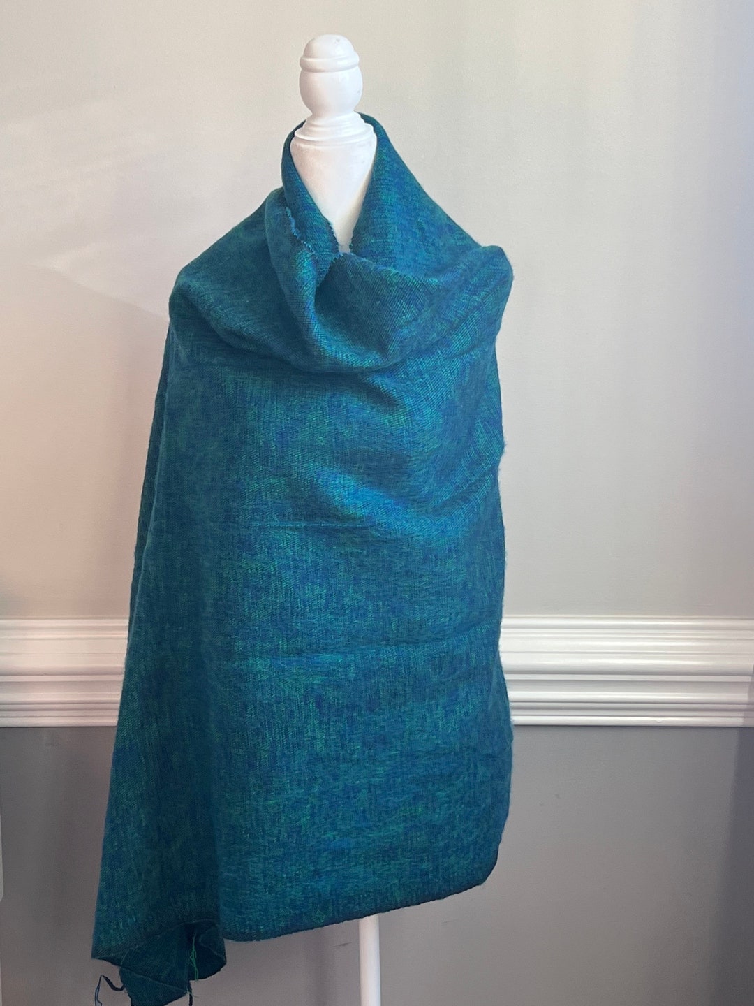 Teal Green Handmade, Himalayan Yak Wool Scarf/shawl/wrap/hand Loomed in ...
