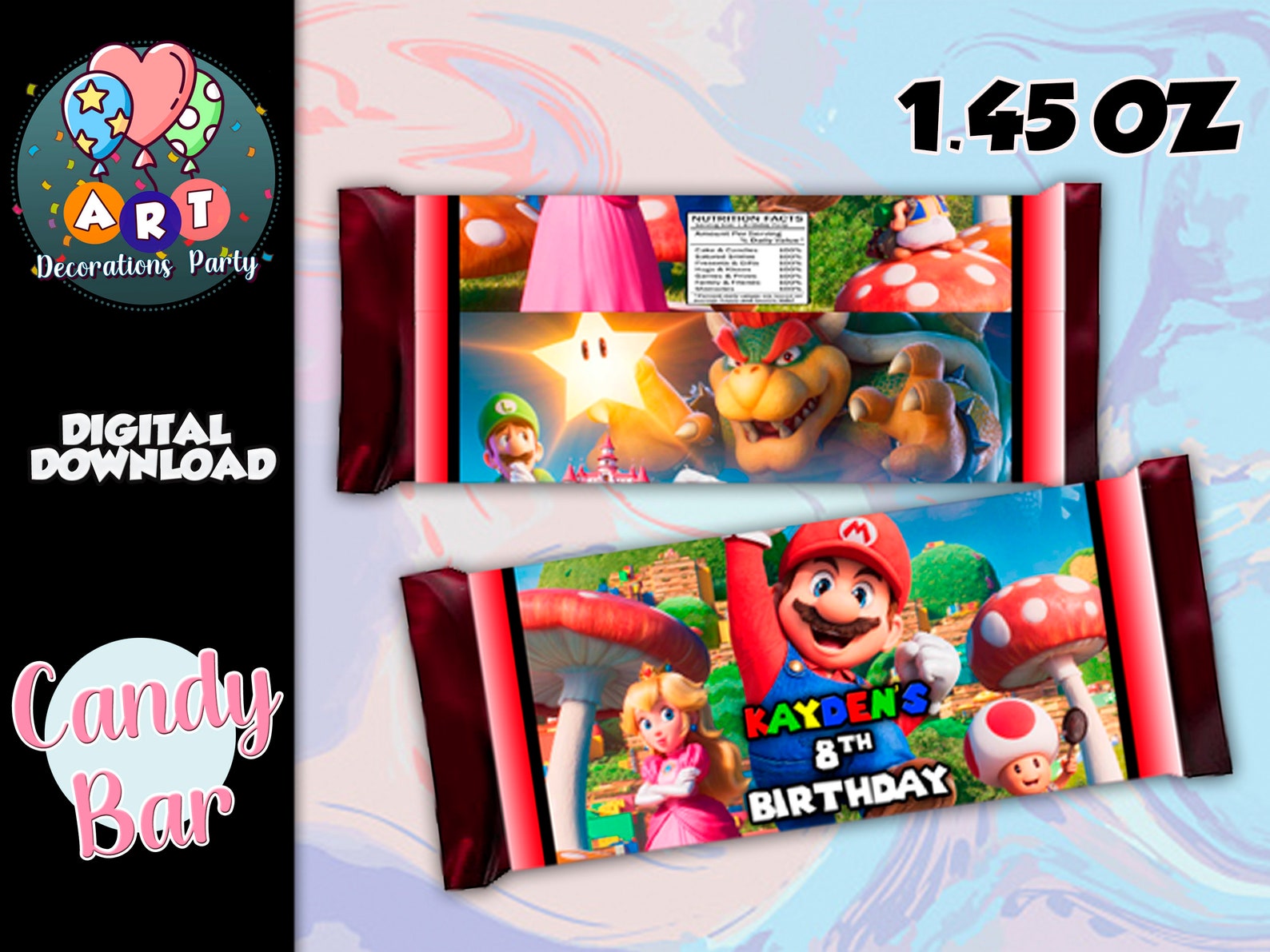 Super Mario Bros Candy Bar Printable Chocolate Mario Bros Birthday ...