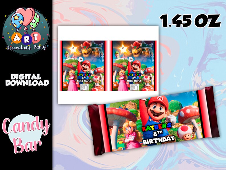Super Mario Bros Candy Bar Printable Chocolate Mario Bros Birthday ...