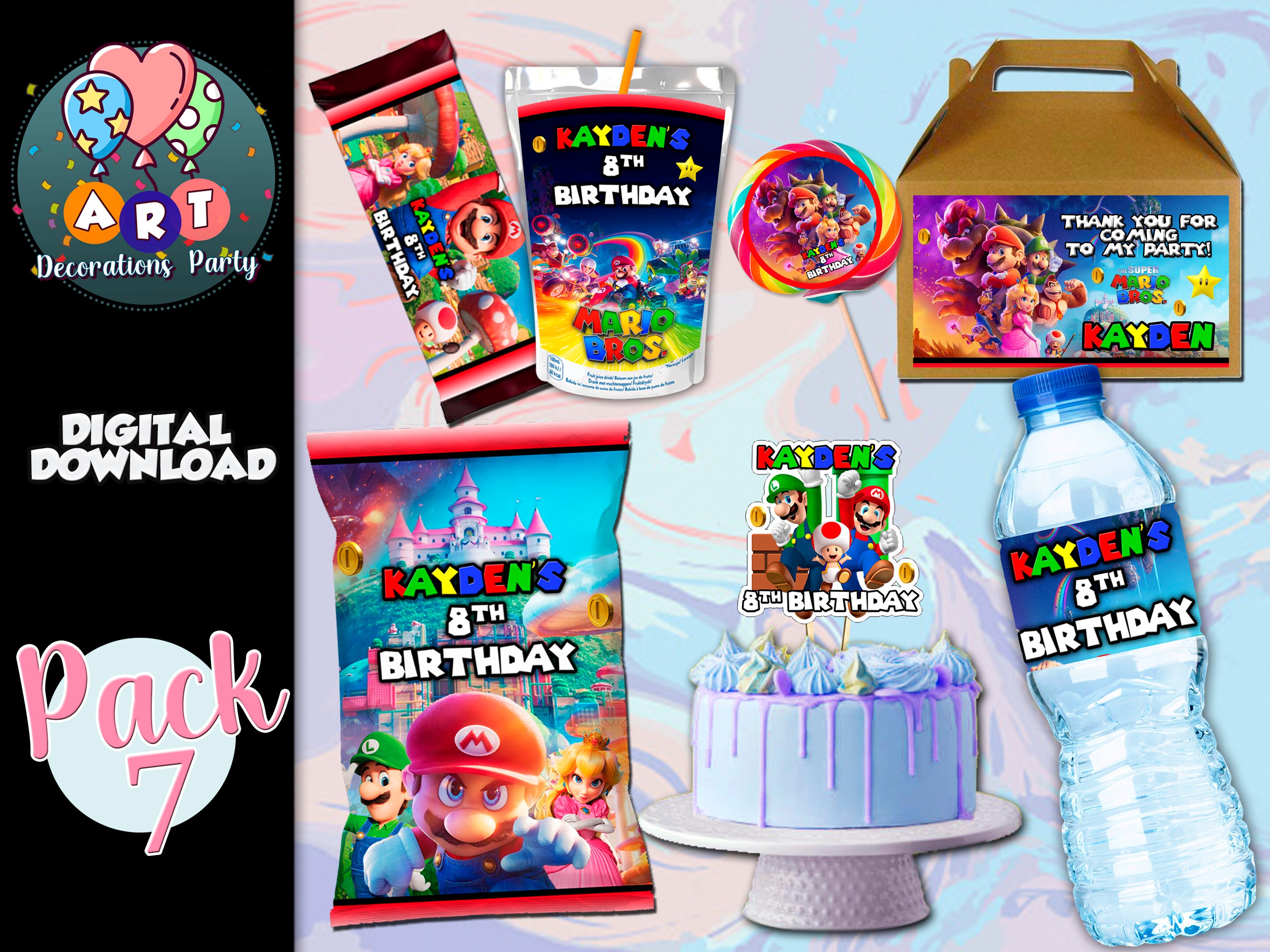 Super Mario Bros Package Printable Chip Bag/lollipop/gable - Etsy