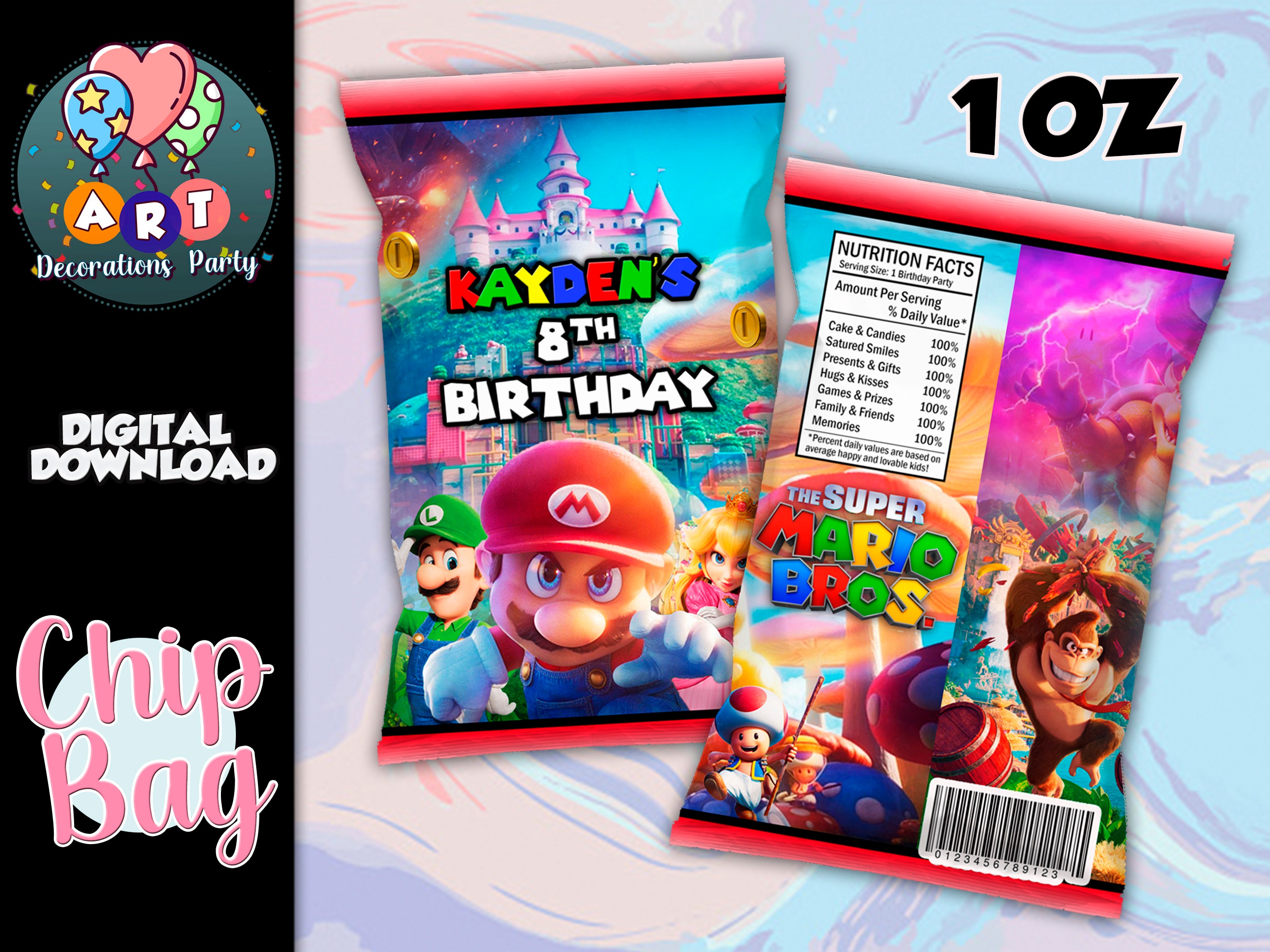 Super Mario Bros Package Printable Chip Bag / Gable Box / Juice Label ...