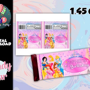Princesses Candy Bar Printable Chocolate Princess Disney Birthday Party ...
