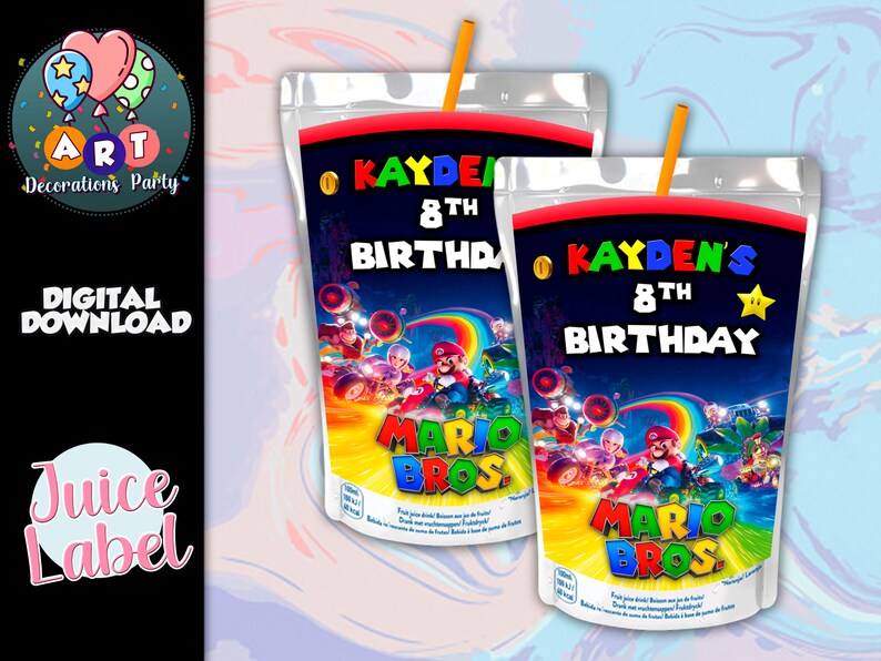 Super Mario Bros Package Printable Chip Bag / Gable Box / Juice Label ...