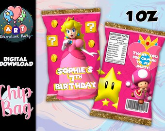 Princess Peach Candy Bar Printable Chocolate Peaches Mario Bros ...